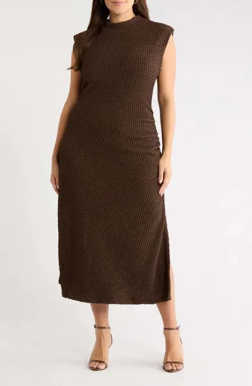 SUGARLIPS Mock Neck Bubble Knit Dress - Chocolate