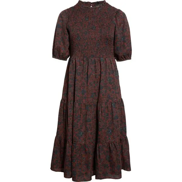 SUGARLIPS Kalida Beau Frazier Smocked Tiered Midi Dress