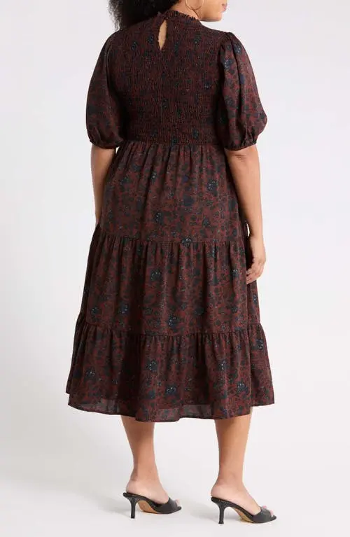 SUGARLIPS Kalida Beau Frazier Smocked Tiered Midi Dress
