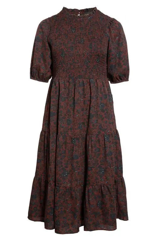 SUGARLIPS Kalida Beau Frazier Smocked Tiered Midi Dress