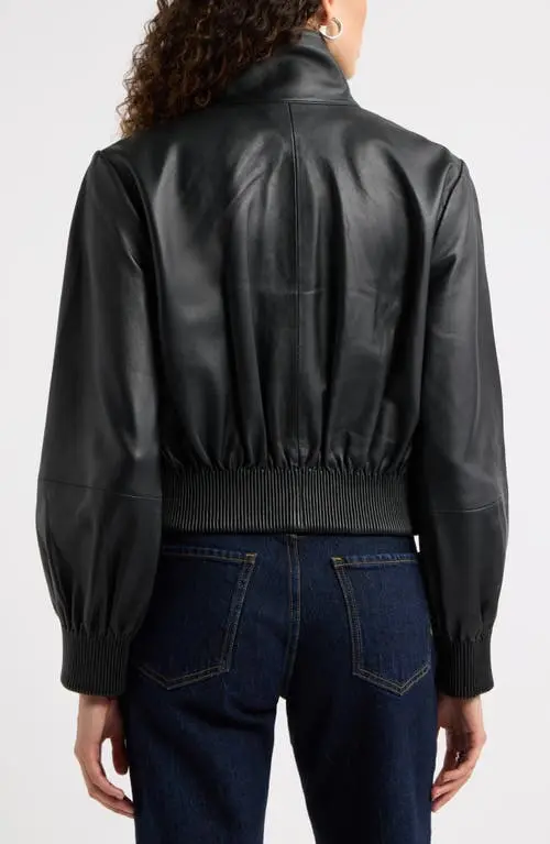 Nordstrom Funnel Neck Leather Bomber Jacket
