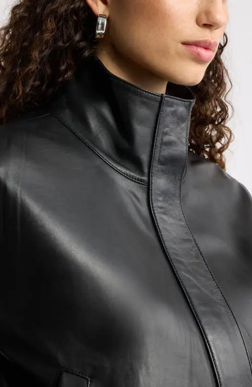 Nordstrom Funnel Neck Leather Bomber Jacket