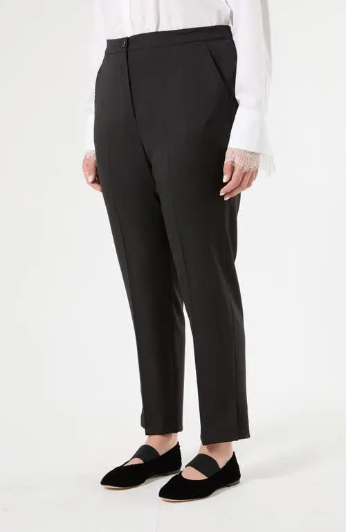 Marina Rinaldi Fascino Virgin Wool Tapered Trousers - Black