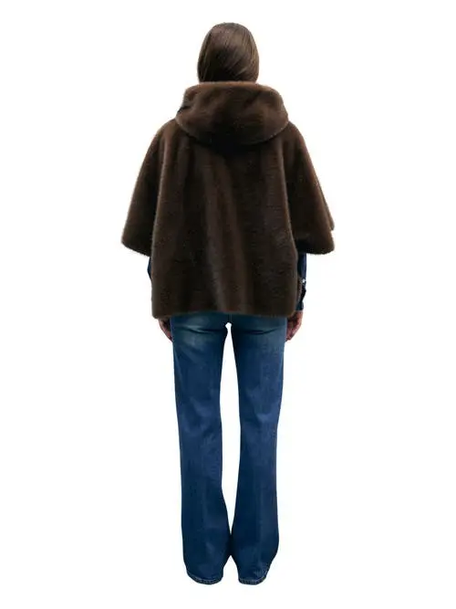 Gerard Darel Amel Faux Fur Hooded Cape