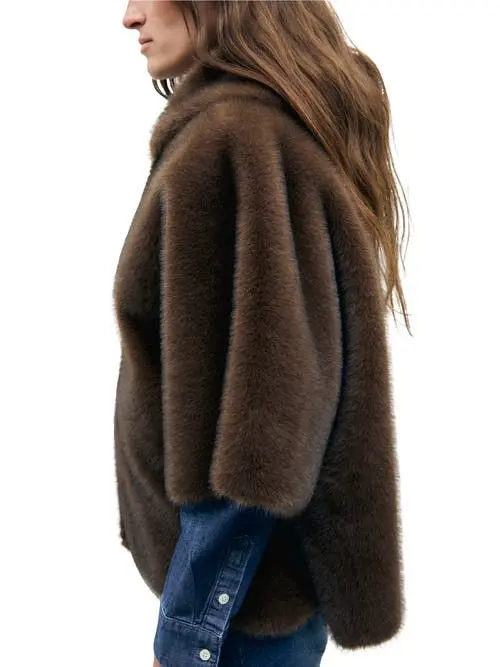 Gerard Darel Amel Faux Fur Hooded Cape
