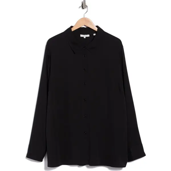 Vince Stretch Silk Slim Blouse - Black