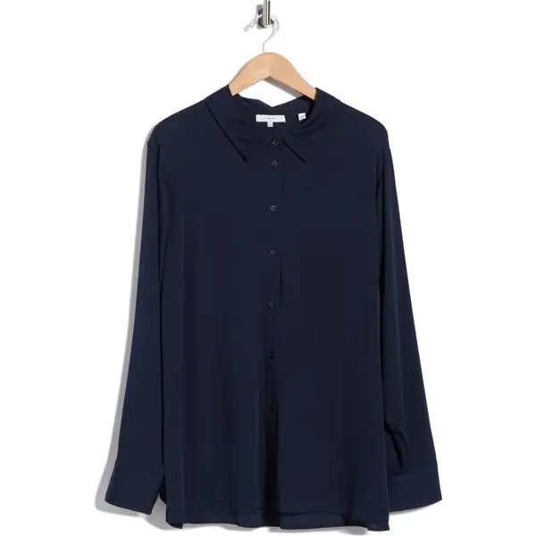 Vince Stretch Silk Slim Blouse - Costal