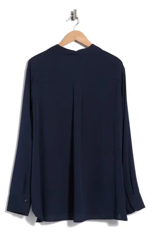 Vince Stretch Silk Slim Blouse - Costal
