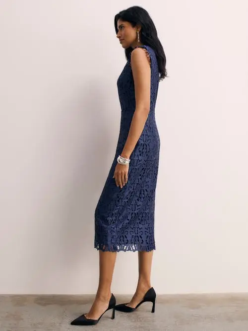 The Fold Valencia Lace Round Neck Dress