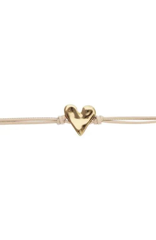 UNODE50 Camel Leather Bracelet With 18k -plated Heart Detail
