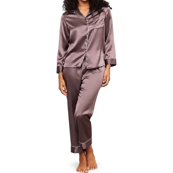 SILKSILKY Full Length Pure Silk Pajamas Set - Coffee