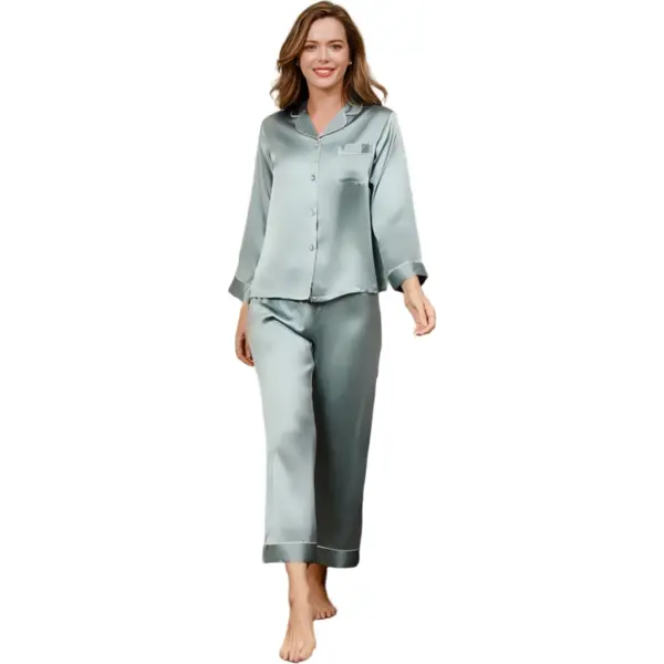 SILKSILKY Full Length Pure Silk Pajamas Set - Light Blue