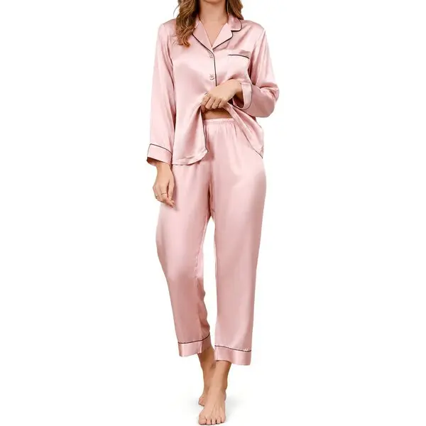 SILKSILKY Full Length Pure Silk Pajamas Set - Pink