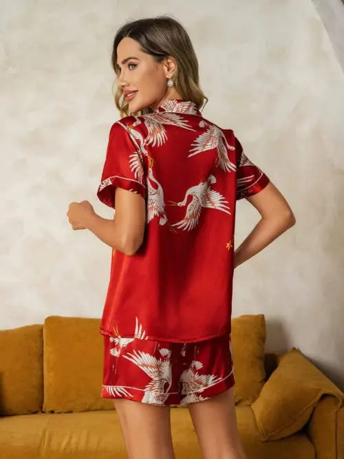 SILKSILKY Pure Silk Short Pajamas - Dark Red