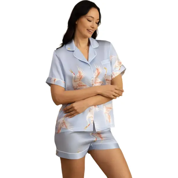 SILKSILKY Pure Silk Short Pajamas - Light Blue