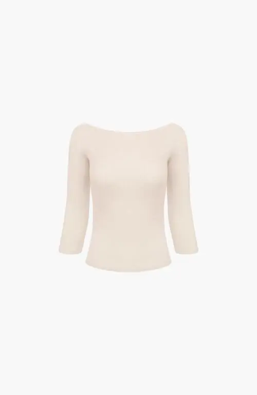 ODDLI Knit 3/4 Sleeve Boat Neck Top