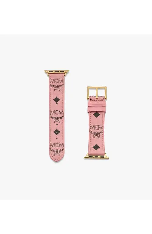 Mcm 38-41mm Apple Watch Band In Visetos - Soft Pink