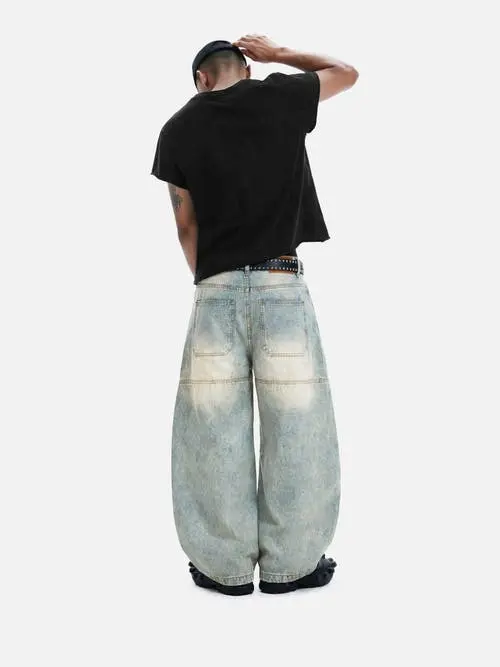 AELFRIC EDEN Washed Panel Baggy Barrel Jeans