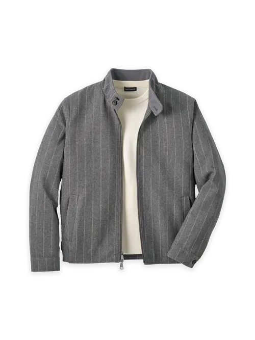 PAUL FREDRICK Wool Blend Bomber Jacket - Grey