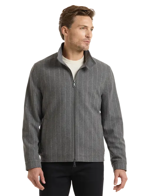 PAUL FREDRICK Wool Blend Bomber Jacket - Grey