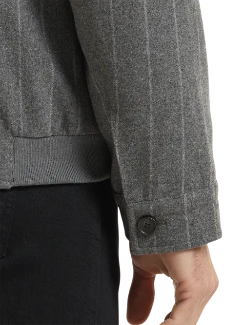PAUL FREDRICK Wool Blend Bomber Jacket - Grey