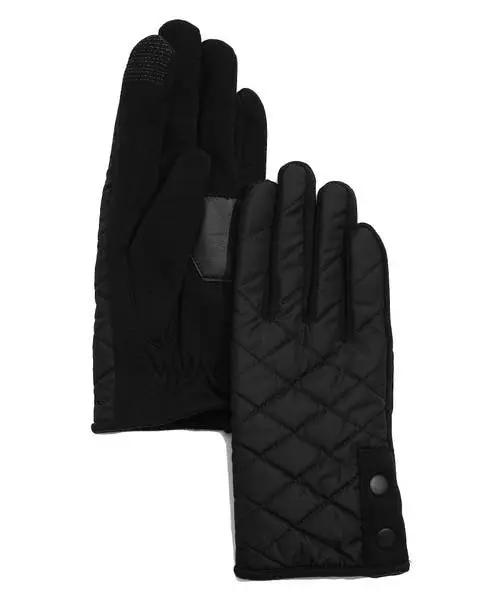 Echo Layered Top Quilted Glove - Black