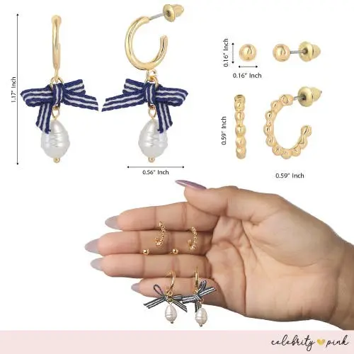 CELEBRITY PINK Hoop Earrings And Stud Earring Pack Of 6 | 6-pack, Small Hoops And Stud Earrings