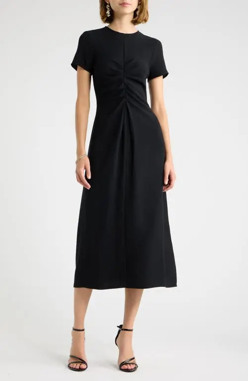 Chelsea28 Ruched Front Midi Dress - Black