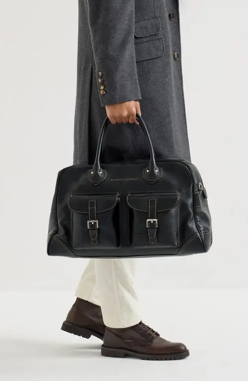 Brunello Cucinelli Grained Calfskin Weekender Bag