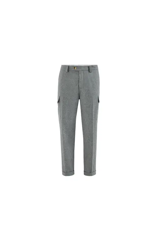 Brunello Cucinelli Virgin Wool Flannel Trousers With Cargo Pockets
