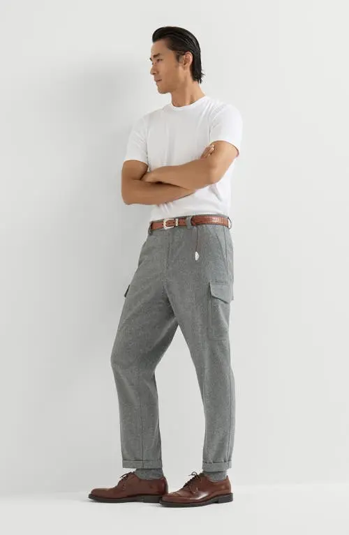 Brunello Cucinelli Virgin Wool Flannel Trousers With Cargo Pockets