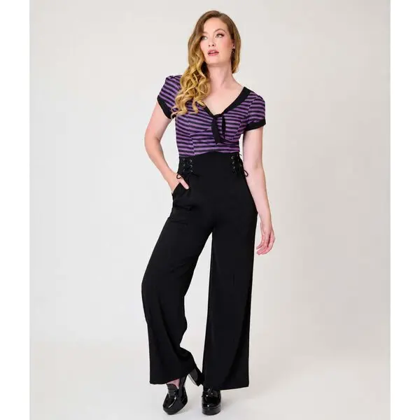 Unique Vintage Lace Up High Waist Trousers