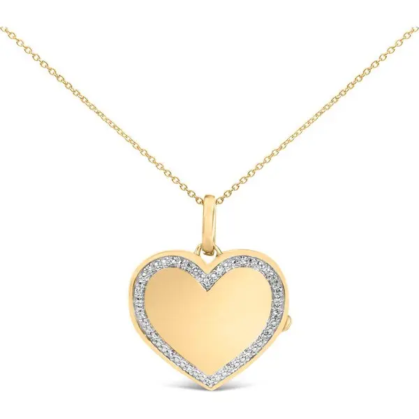 HAUS OF BRILLIANCE Gold Vermeil 1/10 Cttw Diamond Heart Locket Pendant Necklace - Silver