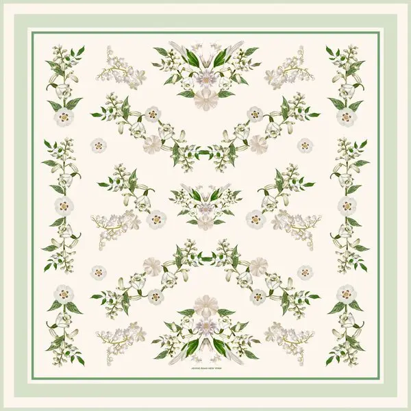 JESSIE ZHAO NEW YORK Lily Garden Double Sided Silk Scarf - Ivory