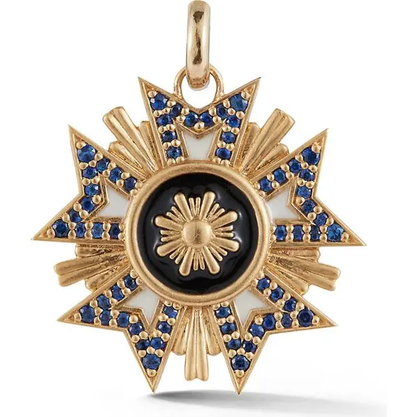 STORROW Florence Medallion Charm With S And Enamel - Blue Sapphire