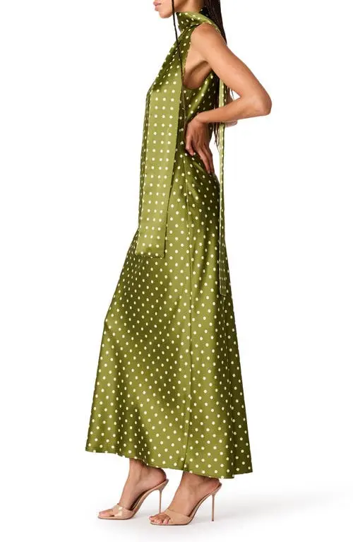Steve Madden Jaiden Polka Dot Satin Scarf Maxi Dress