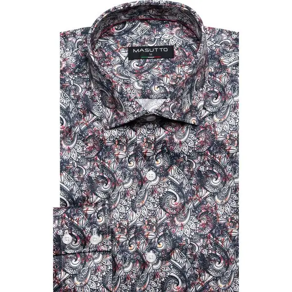 MASUTTO Brasillia Print Button-up Long Sleeve Shirt