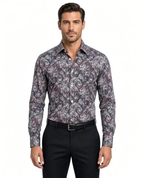 MASUTTO Brasillia Print Button-up Long Sleeve Shirt