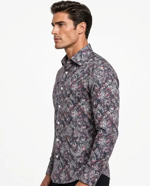 MASUTTO Brasillia Print Button-up Long Sleeve Shirt