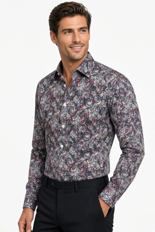 MASUTTO Brasillia Print Button-up Long Sleeve Shirt