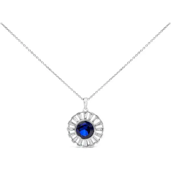 HAUS OF BRILLIANCE Sterling Lab Grown Sapphire And Diamond Medallion Pendant Necklace - Silver