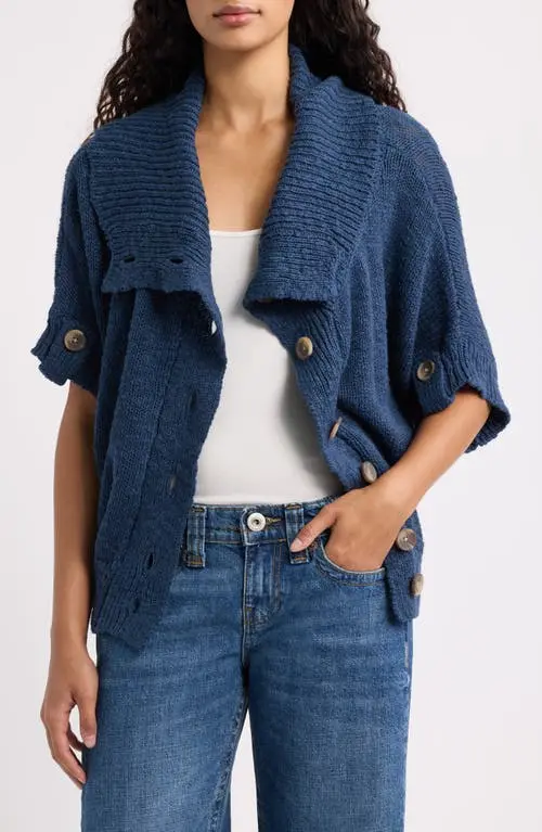 BDG URBAN OUTFITTERS Batwing Peacoat Cardigan - Navy