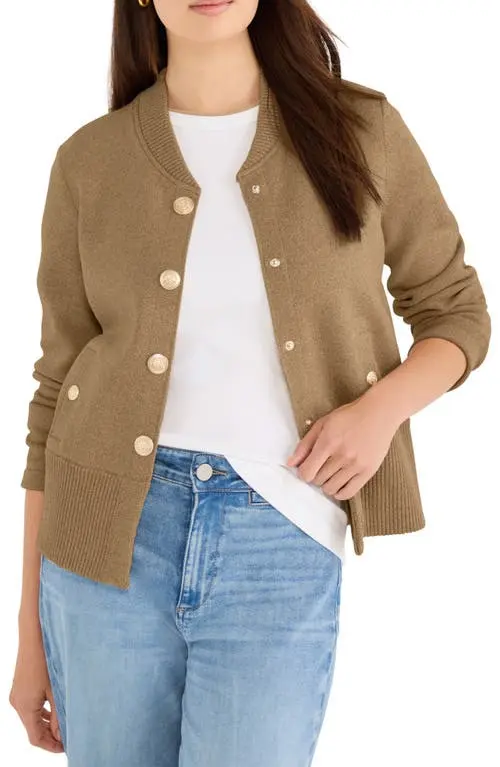 NIC+ZOE Cotton Blend Milano Knit Bomber Jacket - Oak