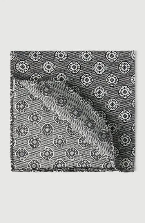 Brunello Cucinelli Silk Pocket Square With Medallion Design - Anthracite