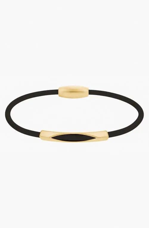 BEARFRUIT JEWELRY Leather Magnetic Bar Bracelet Modern Luxe Statement - Black