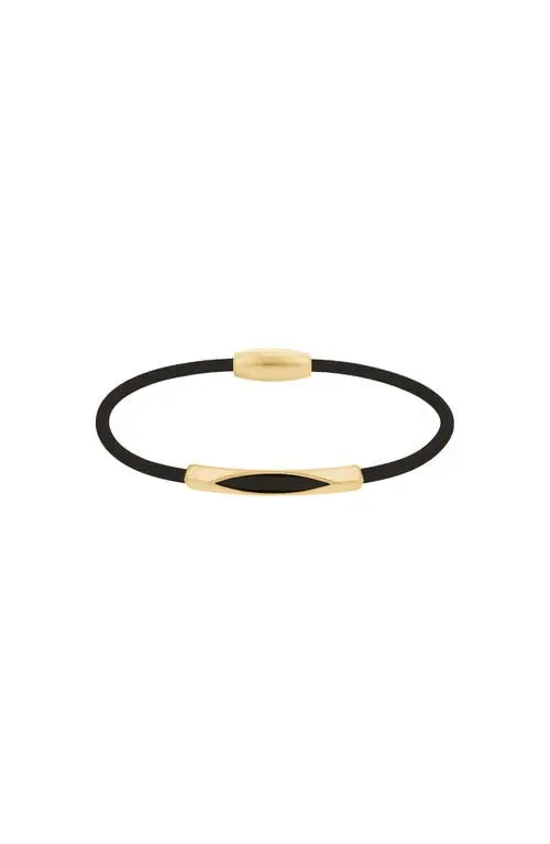 BEARFRUIT JEWELRY Leather Magnetic Bar Bracelet Modern Luxe Statement - Black