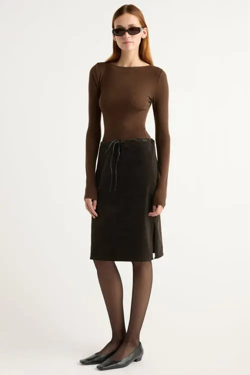 Modern Citizen Lana Tencel-wool Semi-sheer Tee - Espresso