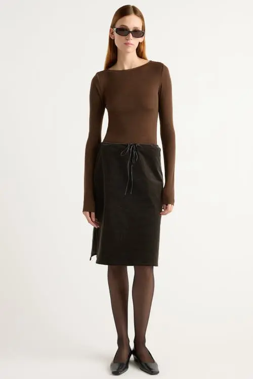 Modern Citizen Lana Tencel-wool Semi-sheer Tee - Espresso