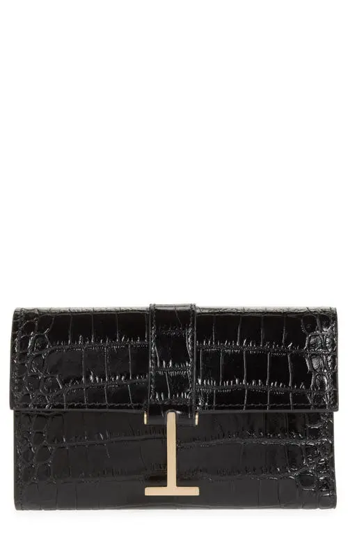 TOM FORD Kara Croc Embossed Leather Compact Wallet