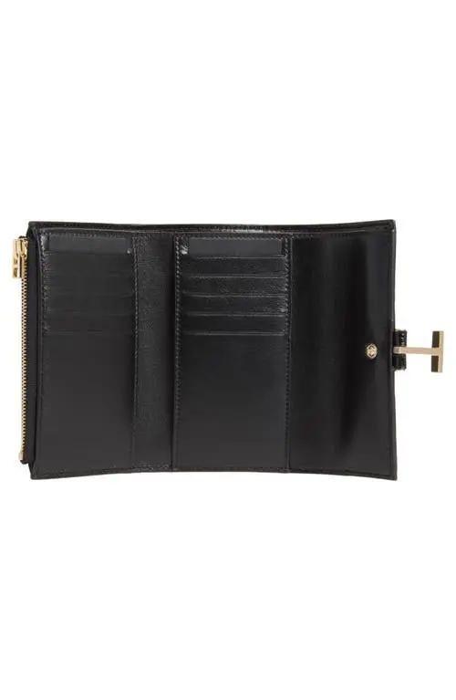 TOM FORD Kara Croc Embossed Leather Compact Wallet